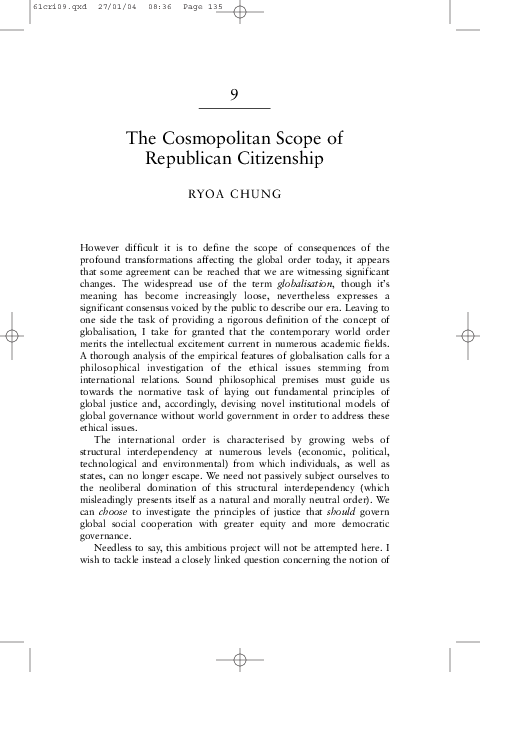 (PDF) The cosmopolitan scope of republican citizenship