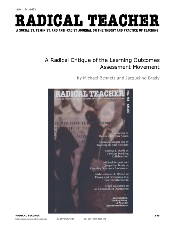 (PDF) A Radical Critique of the Learning Outcomes Assessment Movement