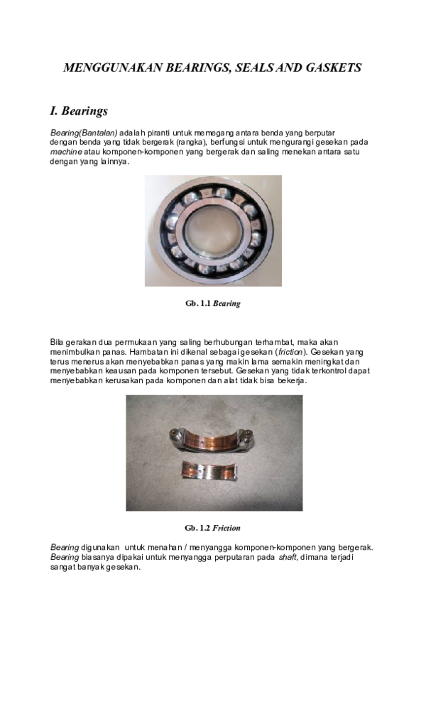 (DOC) MENGGUNAKAN BEARINGS, SEALS AND GASKETS