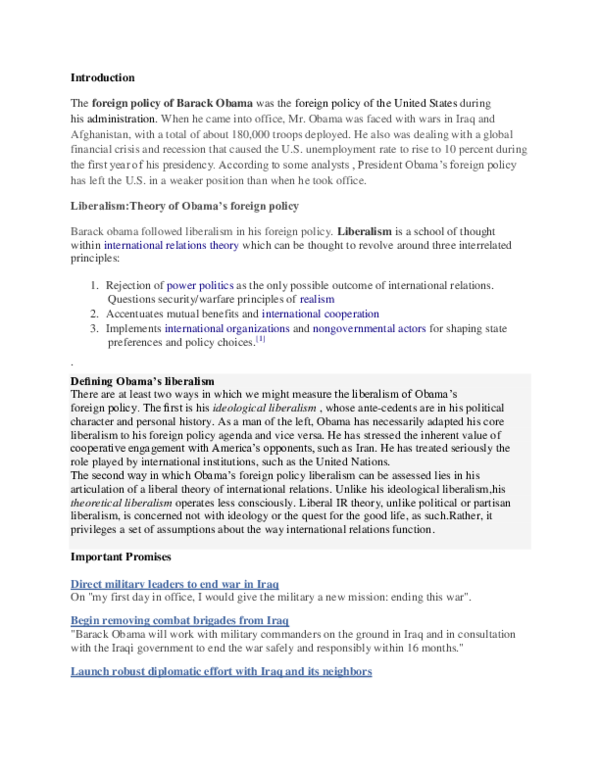 (DOC) A Review On The Foreign Policy Of Obama