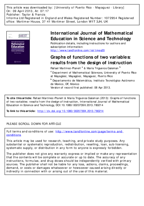 (PDF) Graphs of functions of two variables: results from the design of ...