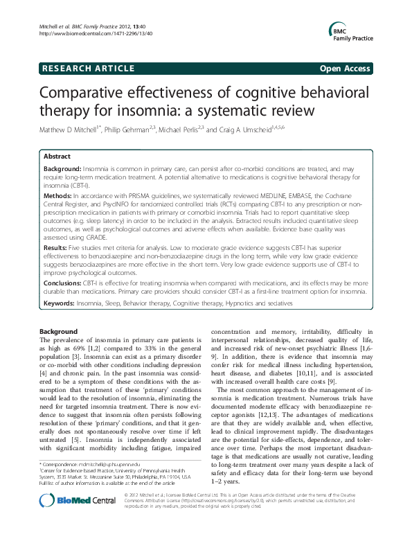 Pdf Comparative Effectiveness Of Cognitive Behavioral Therapy For