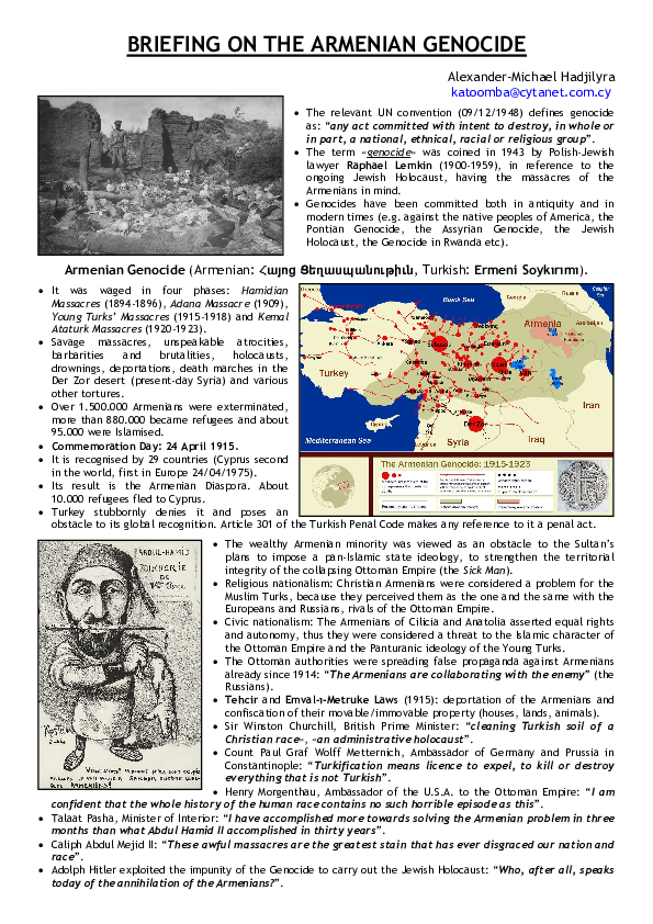 (PDF) Briefing on the Armenian Genocide