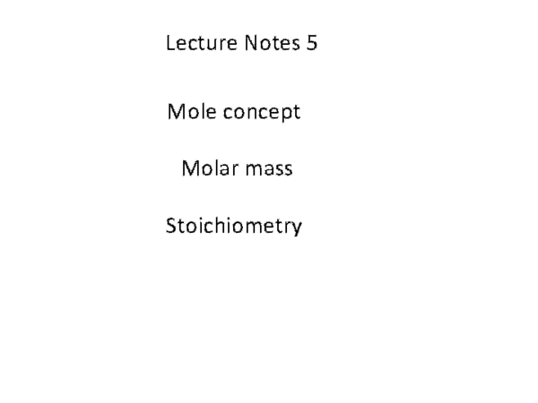 (PDF) Lecture Notes 5 Mole concept Molar mass Stoichiometry