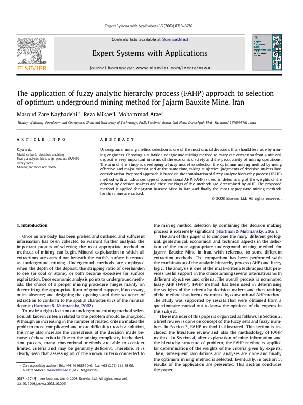 Pdf The Application Of Fuzzy Analytic Hierarchy Process Fahp Approach To Selection Of