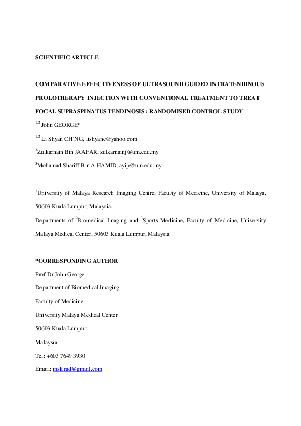 (PDF) COMPARATIVE EFFECTIVENESS OF ULTRASOUND GUIDED INTRATENDINOUS ...