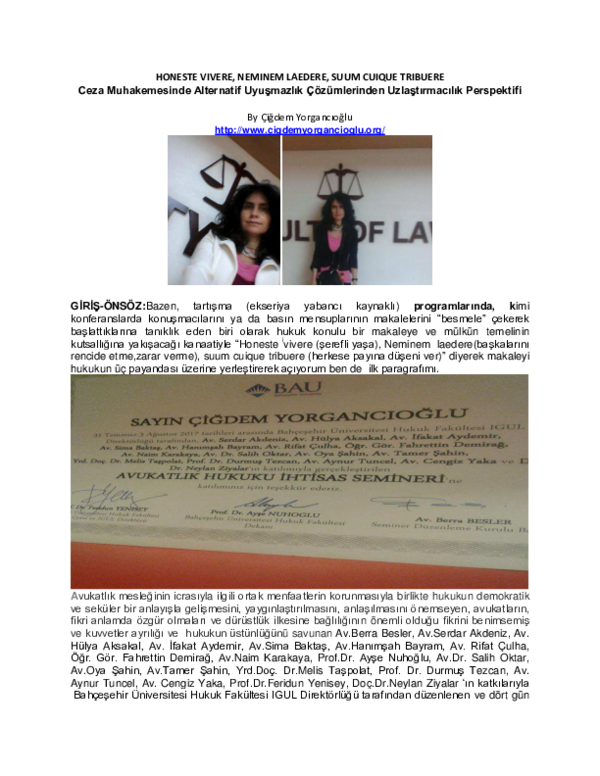 (PDF) HONESTE VIVERE, NEMINEM LAEDERE, SUUM CUIQUE TRIBUERE Ceza ...