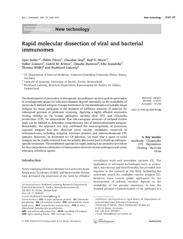 (PDF) Rapid molecular dissection of viral and bacterial immunomes