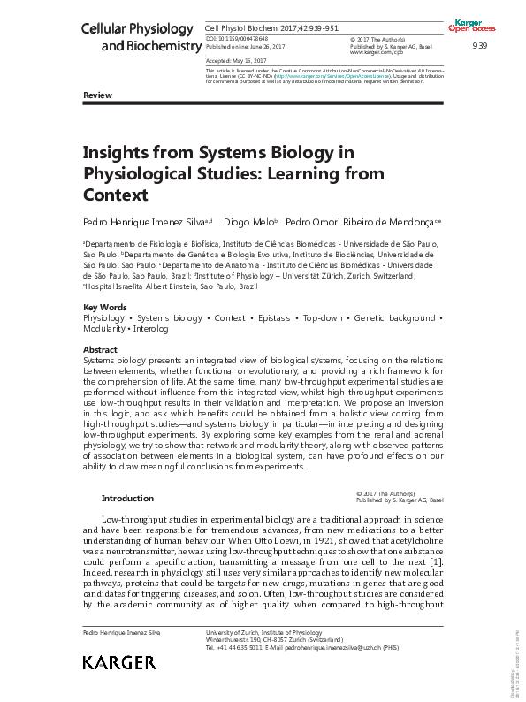 (PDF) Insights from Systems Biology in Physiological Studies: Learning ...