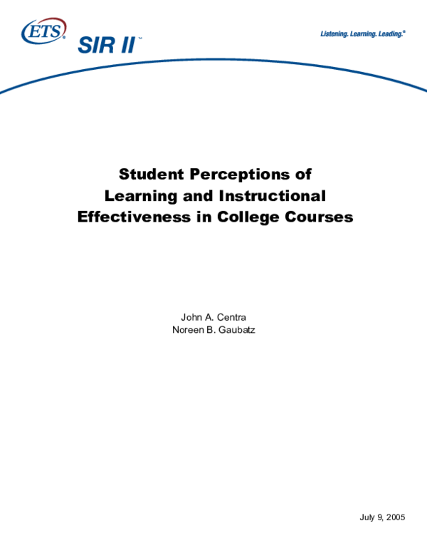 (PDF) Student Perceptions of Learning and Instructional Effectiveness ...