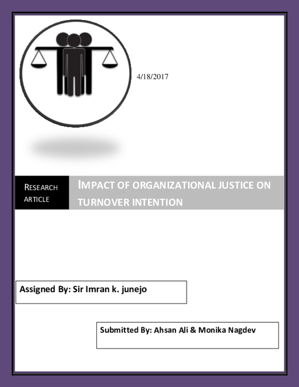 (DOC) Impact of organizational justice on turnover intention ( a case ...