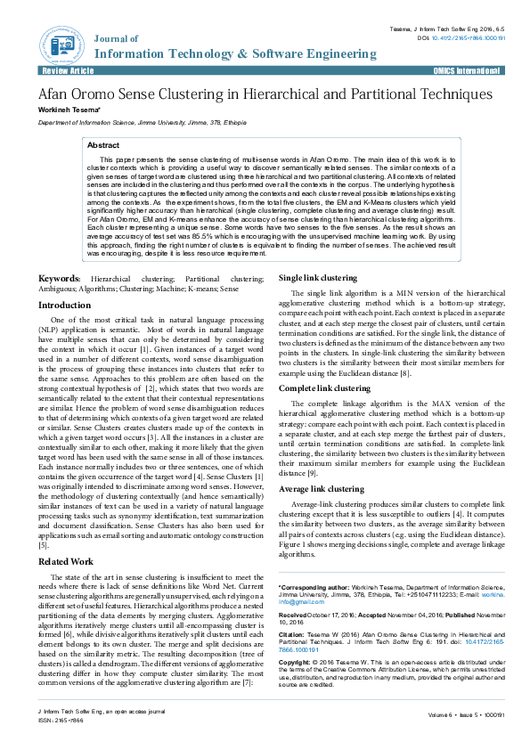 (PDF) afan-oromo-sense-clustering-in-hierarchical-and-partitional-techniques-2165-7866-1000191.pdf