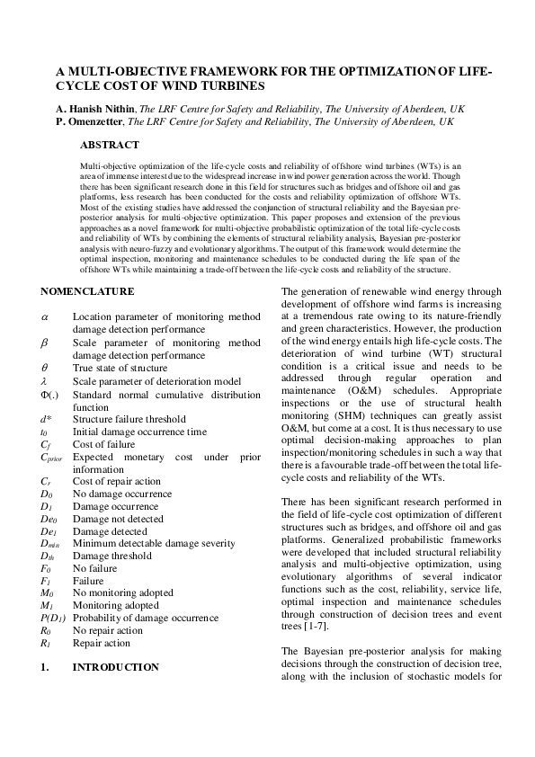 Doc A Multi Objective Framework For The Optimization Of Life Cycle