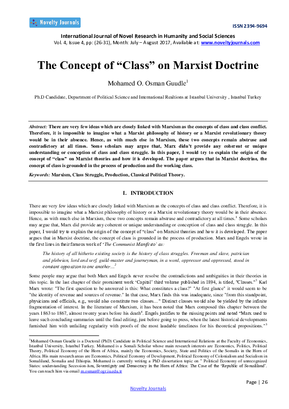 (PDF) The Concept of “Class” on Marxist Doctrine, International Journal ...