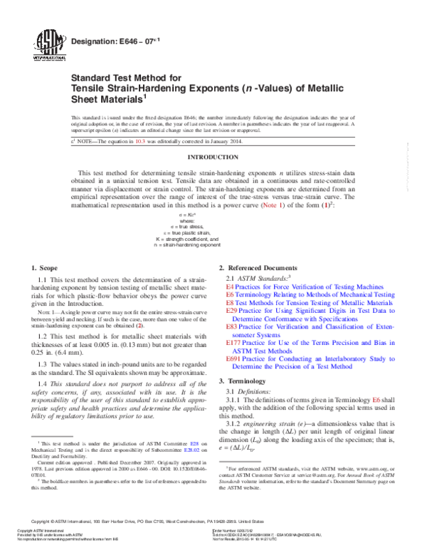 (PDF) Standard Test Method for Tensile Strain-Hardening Exponents (n ...