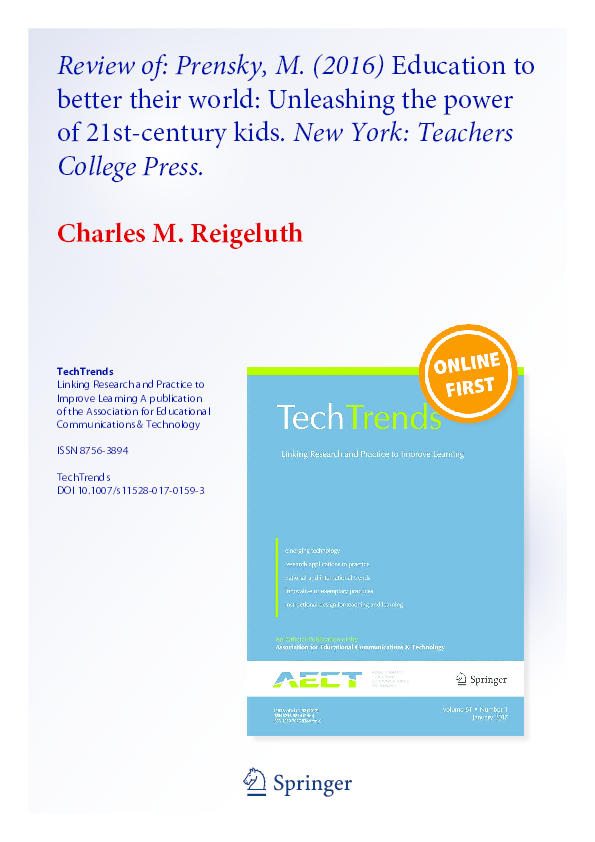 (PDF) Review of: Prensky, M. "Education to better their world ...