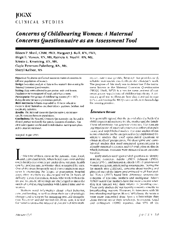 (PDF) Concerns of Childbearing Women: A Maternal Concerns Questionnaire ...