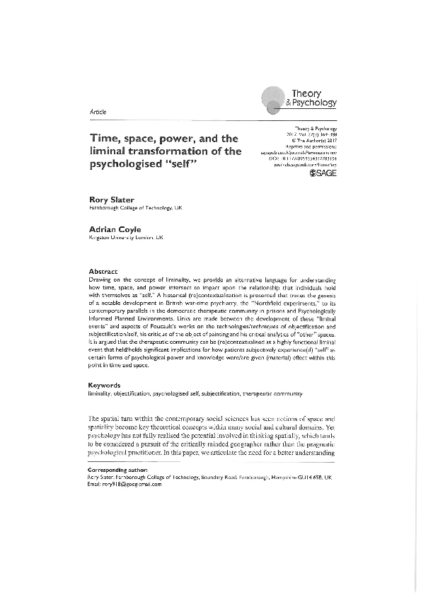 (PDF) Time, space, power, and the liminal transformation of the ...