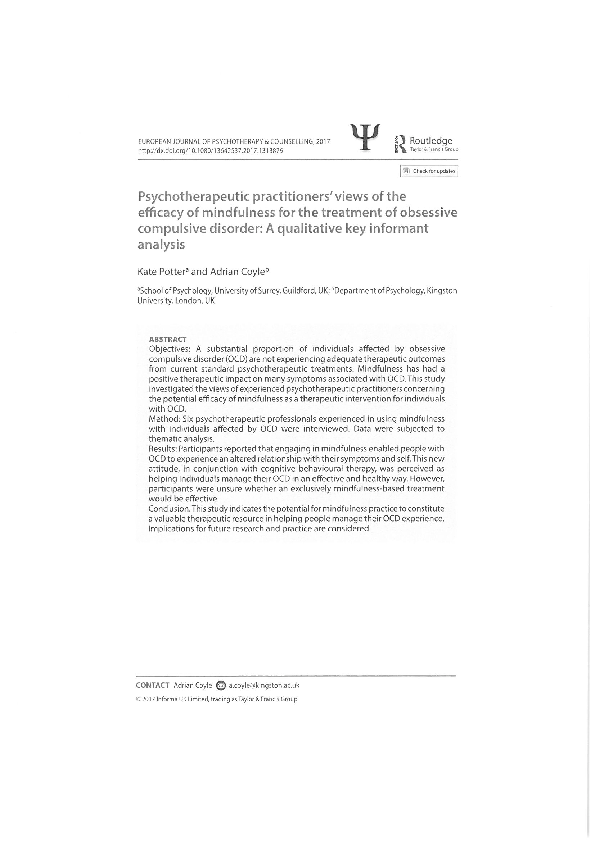(PDF) Psychotherapeutic practitioners’ views of the efficacy of ...