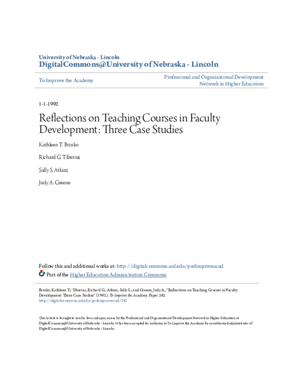 (PDF) Reflections on Teaching Courses in Faculty Development: Three Case Studies