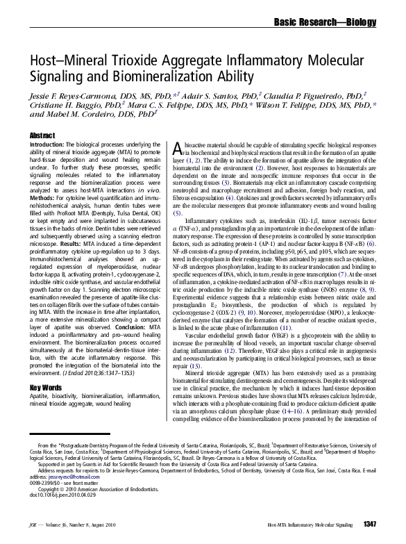 (PDF) Host–Mineral Trioxide Aggregate Inflammatory Molecular Signaling ...