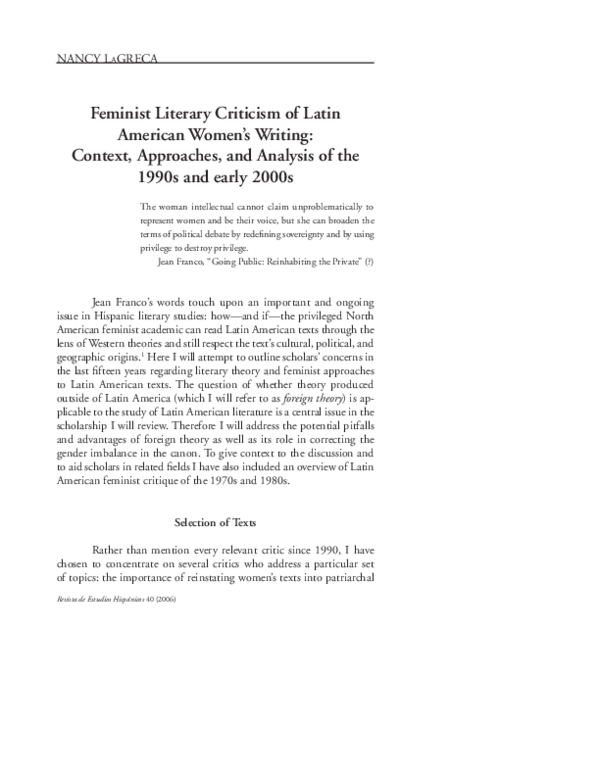 (PDF) Feminist Literary Criticism Feminist Literary Criticism of Latin ...