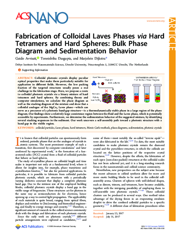 (PDF) Fabrication of Colloidal Laves Phases via Hard Tetramers and Hard ...