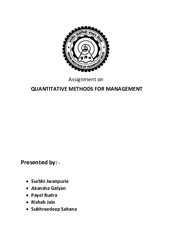 (DOC) Assignment on QUANTITATIVE METHODS FOR MANAGEMENT Presented by ...