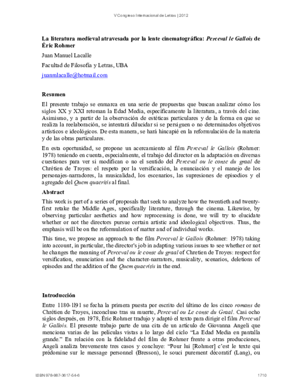 (PDF) La literatura medieval atravesada por la lente cinematográfica ...