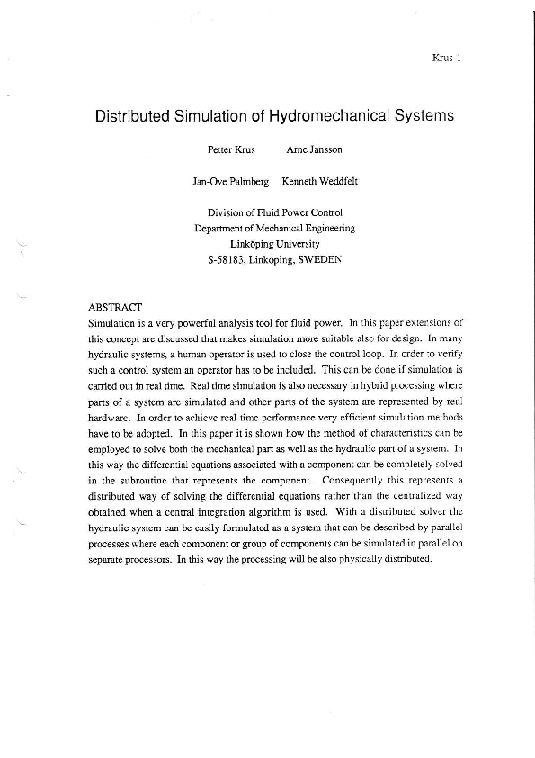 (PDF) Distributed simulation of hydromechanical systems