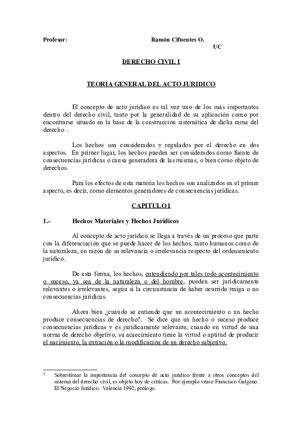 (DOC) DERECHO CIVIL I TEORIA GENERAL DEL ACTO JURIDICO