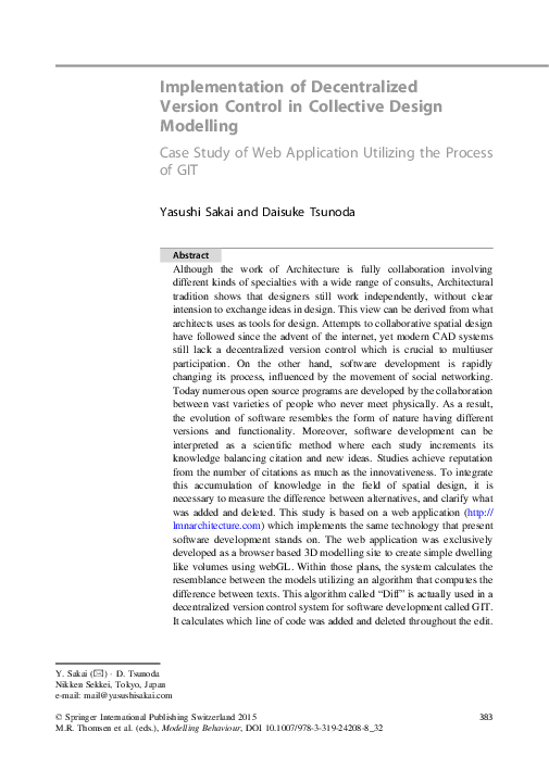 (PDF) Implementation of Decentralized Version Control in Collective Design Modelling Case Study ...