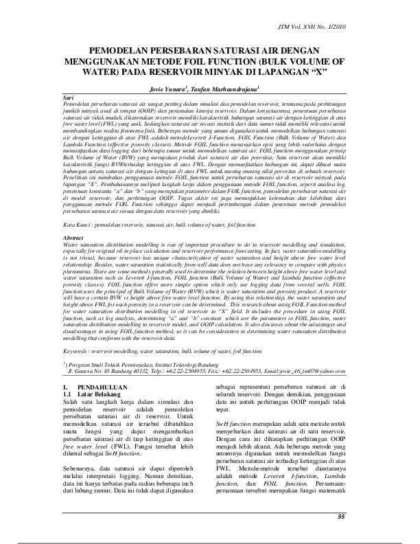 (PDF) PEMODELAN PERSEBARAN SATURASI AIR DENGAN MENGGUNAKAN METODE FOIL ...