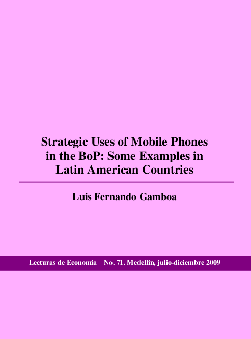 (PDF) Strategic Uses of Mobile Phones in the BoP: Some Examples in ...