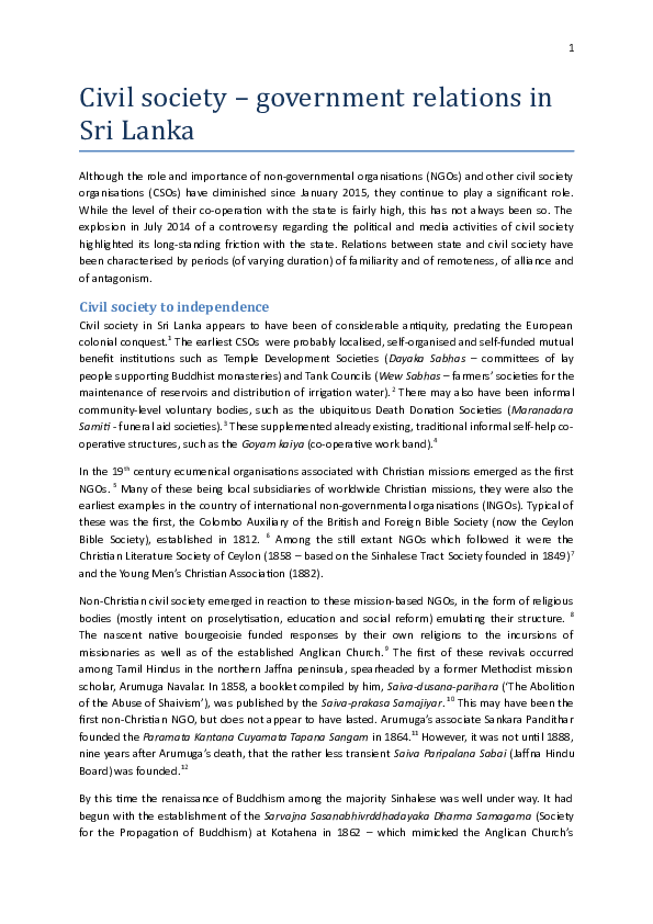 (DOC) The development of civil society in Sri Lanka