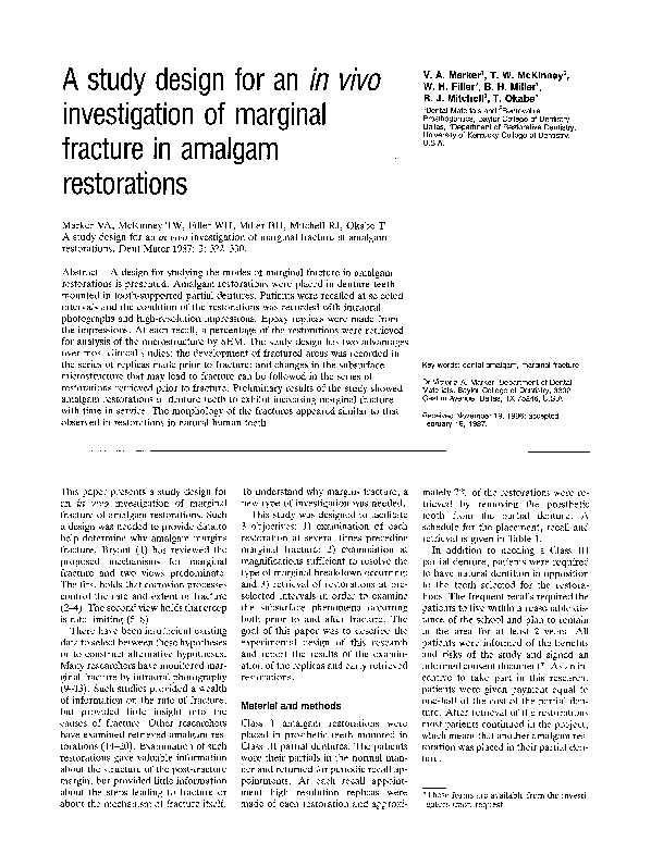 (PDF) A study design for an in vivo investigation of marginal fracture ...