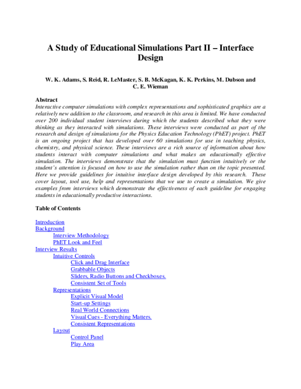 (PDF) A study of educational simulations Part II Interface Design