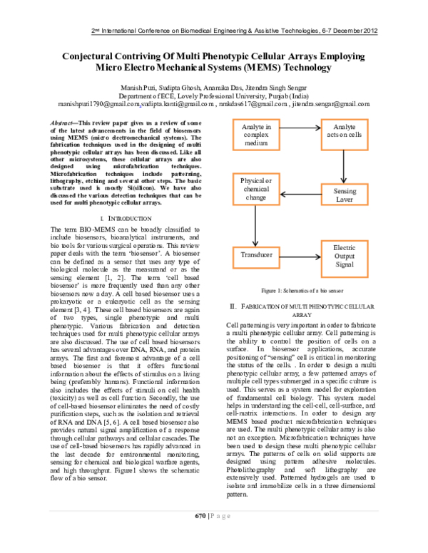 (PDF) Conjectural Contriving Of Multi Phenotypic Cellular Arrays ...