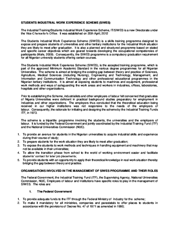 (DOC) STUDENTS INDUSTRIAL WORK EXPERIENCE SCHEME