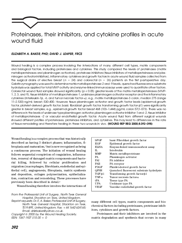 (PDF) Proteinases, their inhibitors, and cytokine profiles in acute ...