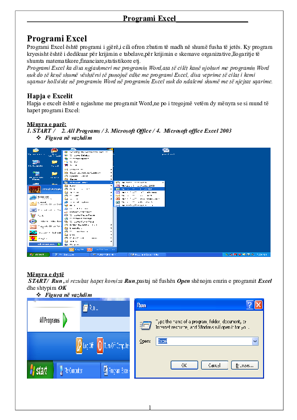 (DOC) Programi Excel Dritarja e Programi Excel