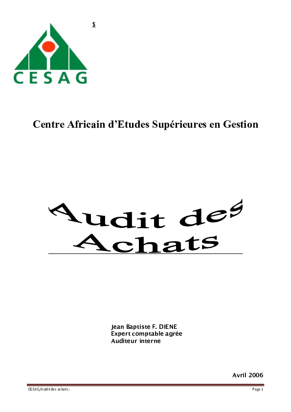 (PDF) Centre Africain d'Etudes Supérieures en Gestion