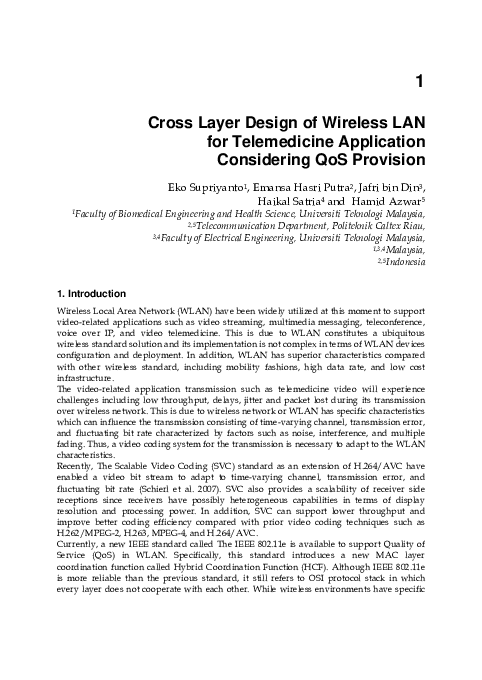 (PDF) Cross Layer Design of Wireless LAN for Telemedicine Application Considering QoS Provision
