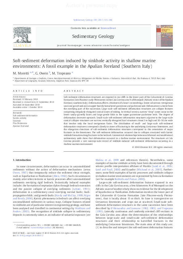 (PDF) Soft-sediment deformation induced by sinkhole activity in shallow ...