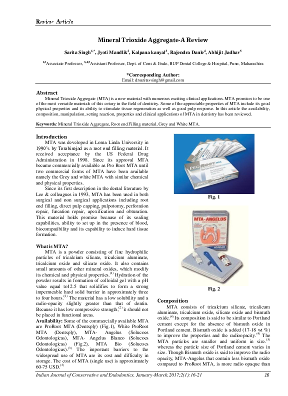 (PDF) Mineral Trioxide Aggregate-A Review