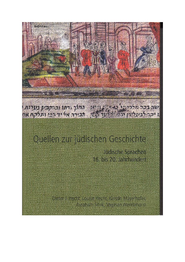 (PDF) Quellen zur jüdischen Geschichte. Jüdische Sprachen 16. bis 20 ...