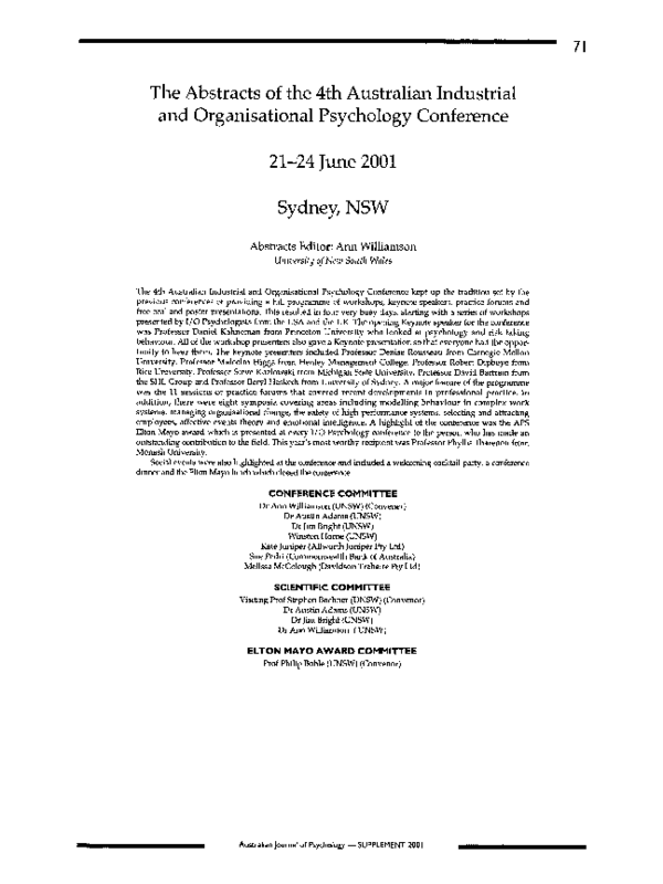 (PDF) The Abstracts of the 4th Australian Industrial and Organisational ...