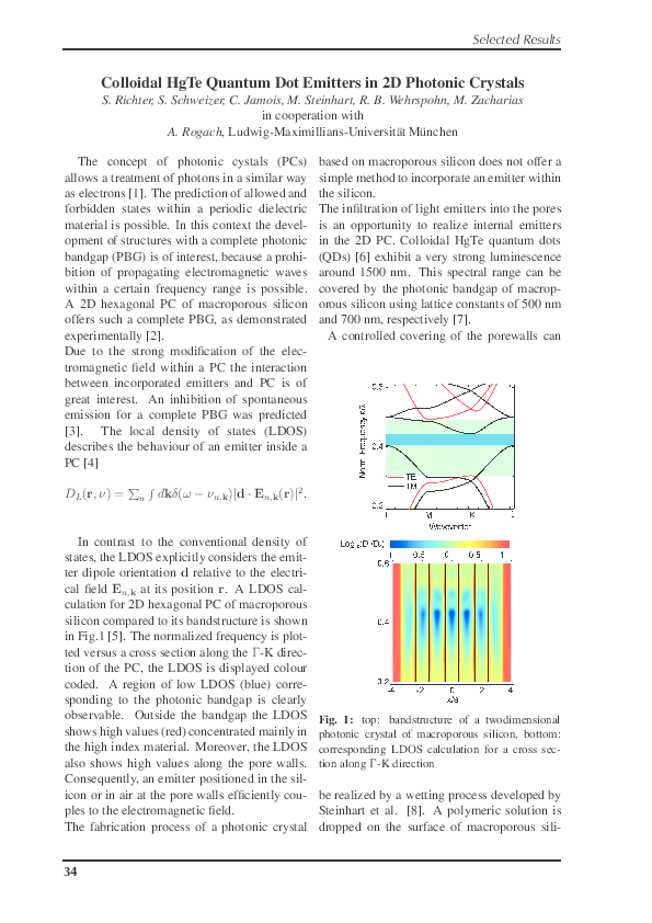 (PDF) Colloidal HgTe Quantum Dot Emitters in 2D Photonic Crystals
