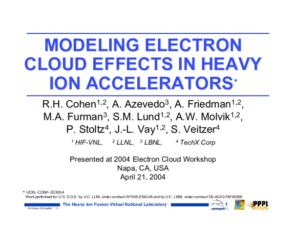(PDF) Modeling Electron-Cloud Effects in Heavy-Ion Accelerators