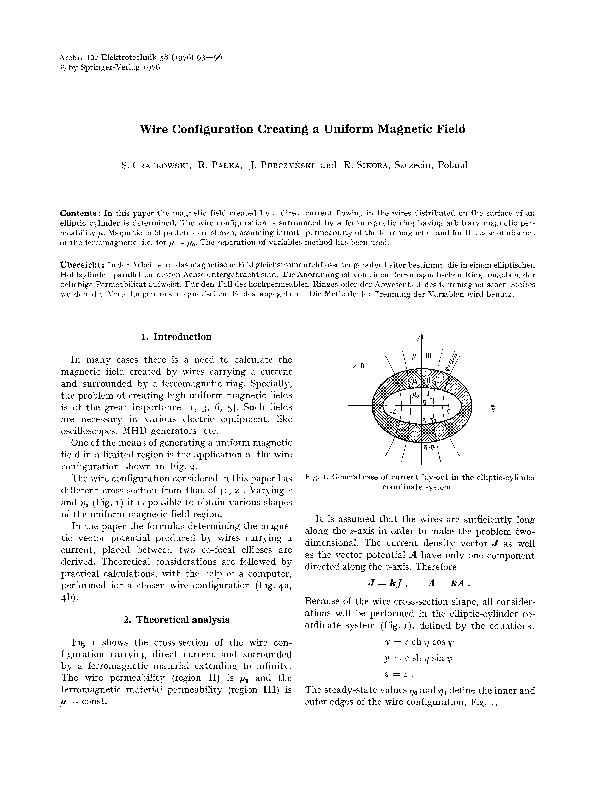 (PDF) Wire configuration creating a uniform magnetic field